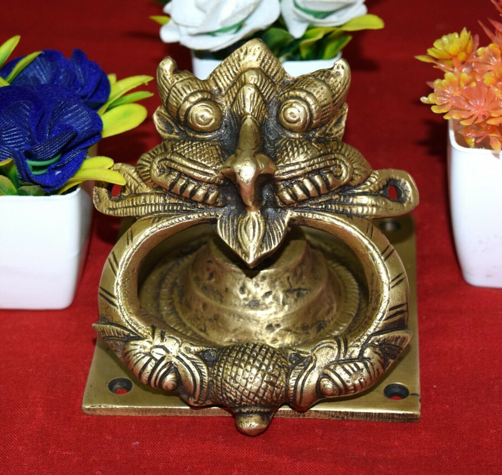 Brass Yali Face Knocker Tibetan Theme Door Bell Buddhism | Etsy