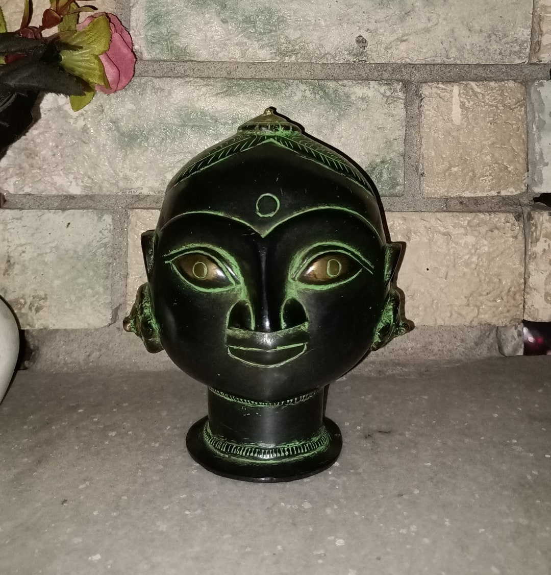 Dhokra Design Woman Face Statue | Brass Tribal Lady Head Sculpture ...