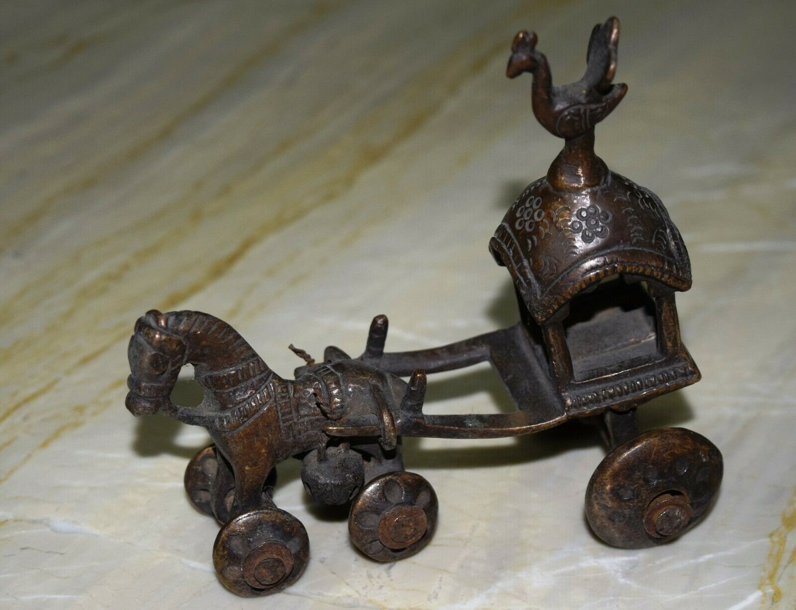Antique Krishna Chariot Arjuna Rath With Horse and Peacock - Etsy