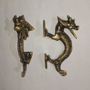 Samurai Dragon Shape Door Pull | Brass Fire Feng Shui Dragon Door ...