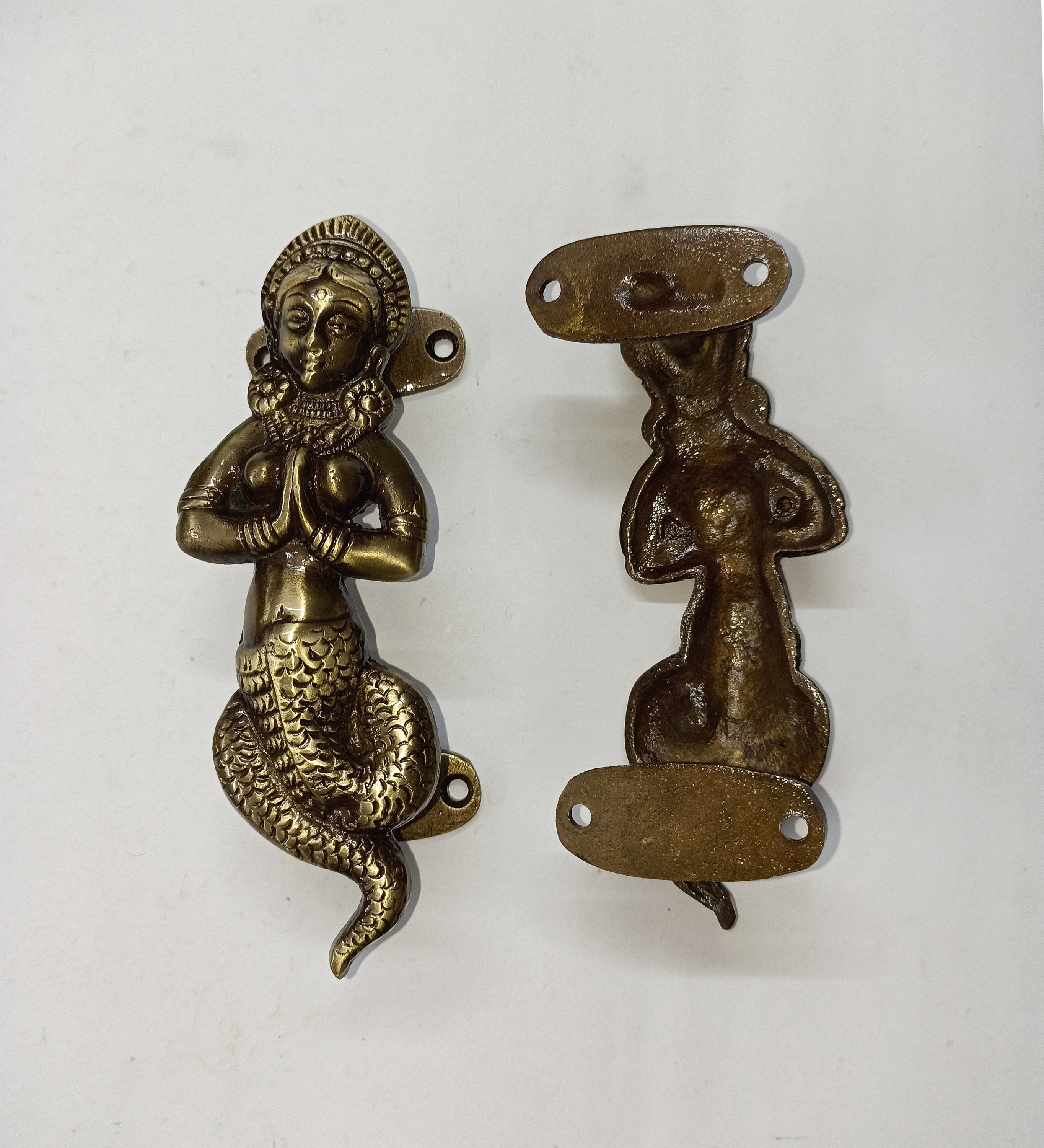 Medusa Welcoming Theme Door Pull Set | Lacquered Brass Snake Lady Queen ...
