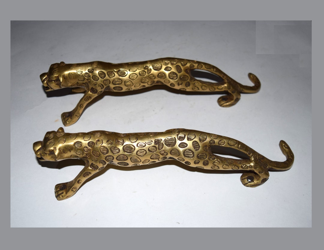 Handmade Design Jaguar Double Door Handle 11" Inches Brass Wild Cat ...