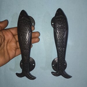 Brass Fish Design Door Handle Pair Atlantic Salmon | Nautical Door Pull ...