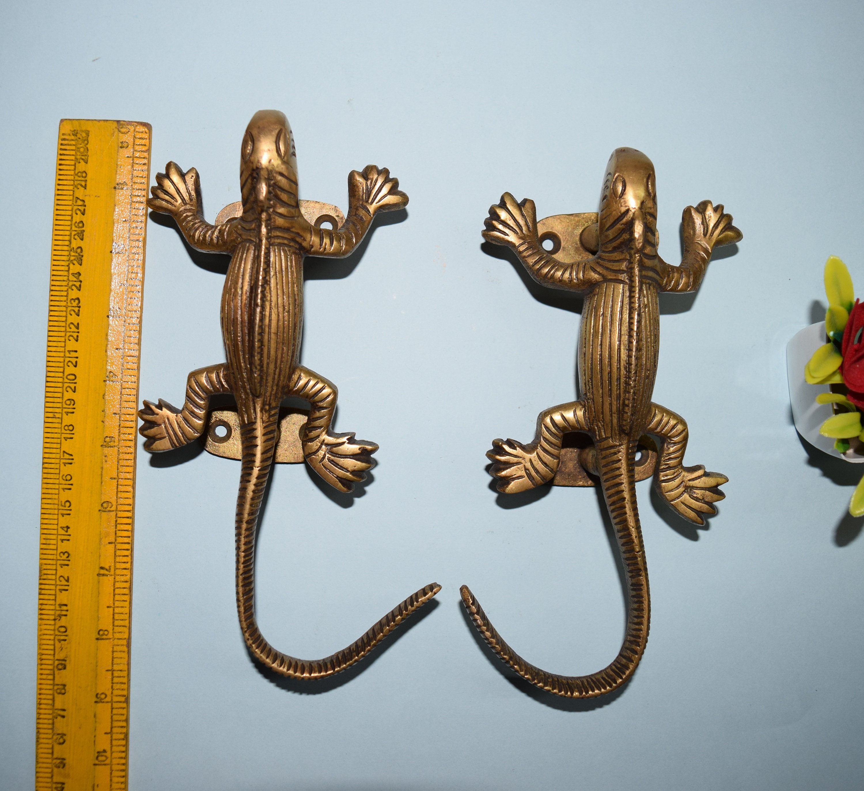 8" Inches Lizard Door Handle Pair | Brass Front Door Accessories ...