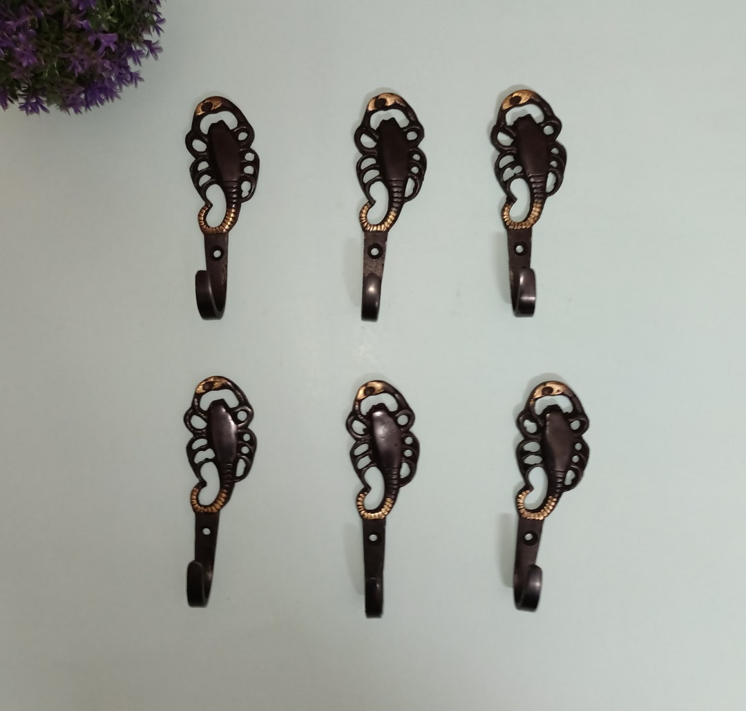 Scorpion Set of 06 Hooks | Brass Eurypterid Design Kitchen Wall Mount ...
