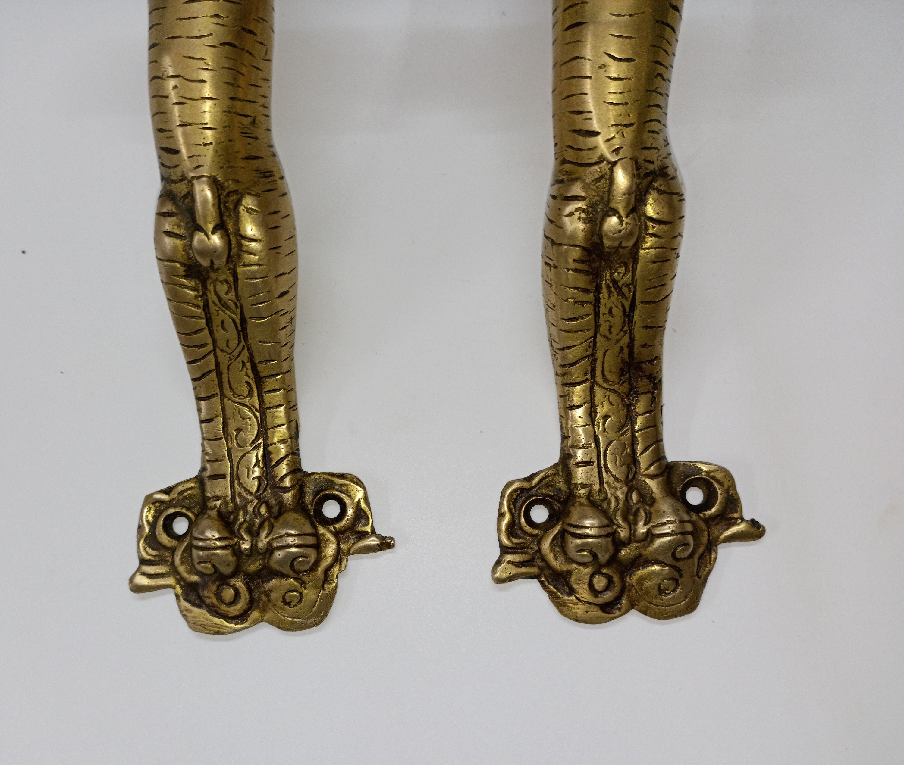 Leaping Tiger Design Entry Door Handle Pair | Brass Jumping Panther ...