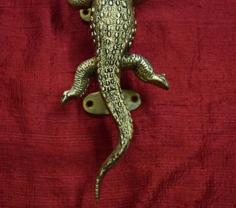 Wild Lizard Door Handle Brass Crocodile Door Pull Door | Etsy