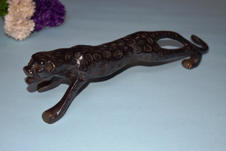 Brass Elegant Crouching Panther Statue Ready to Strike - Etsy