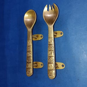 Fork & Spoon Door Handle | Brass Utensil Door Pull - Etsy