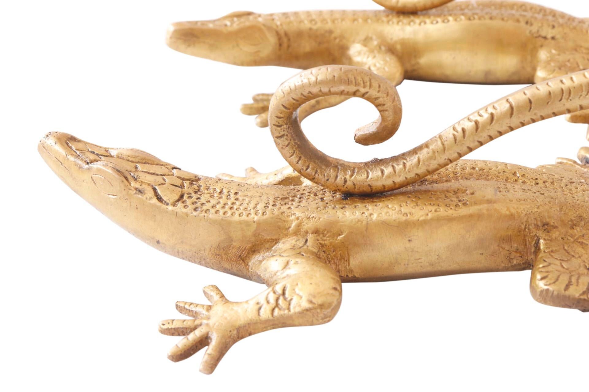 Monitor Lizard Figurine Double Door Handle Pair Brass Hand | Etsy