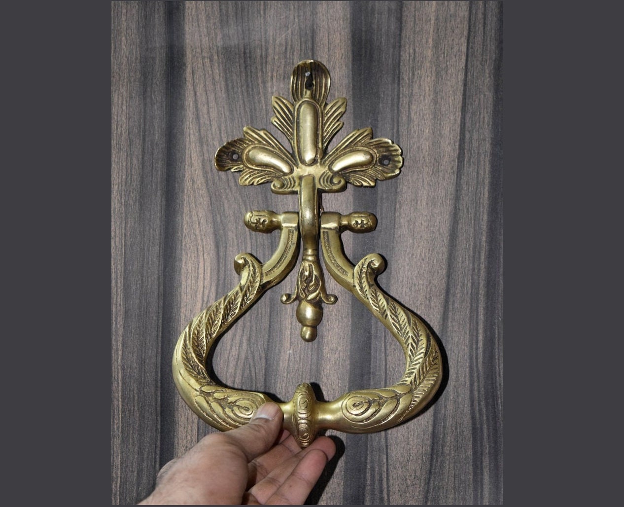 Peacock Wing Door Knocker Brass Flower Design Door Bell | Etsy
