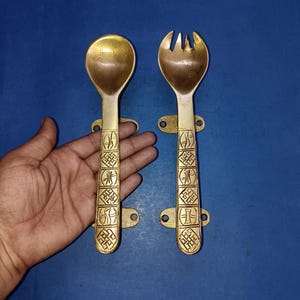 Fork & Spoon Door Handle | Brass Utensil Door Pull - Etsy