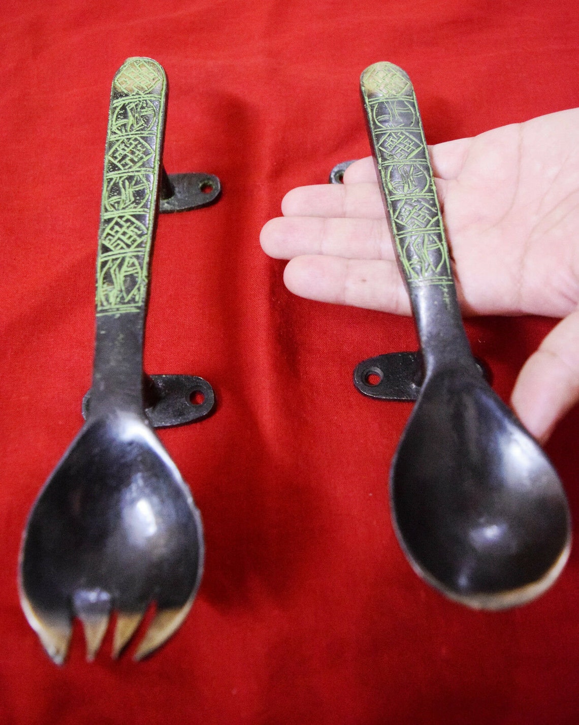 8.5 Inches Spoon And Fork Door Handle Brass Utensil Door | Etsy