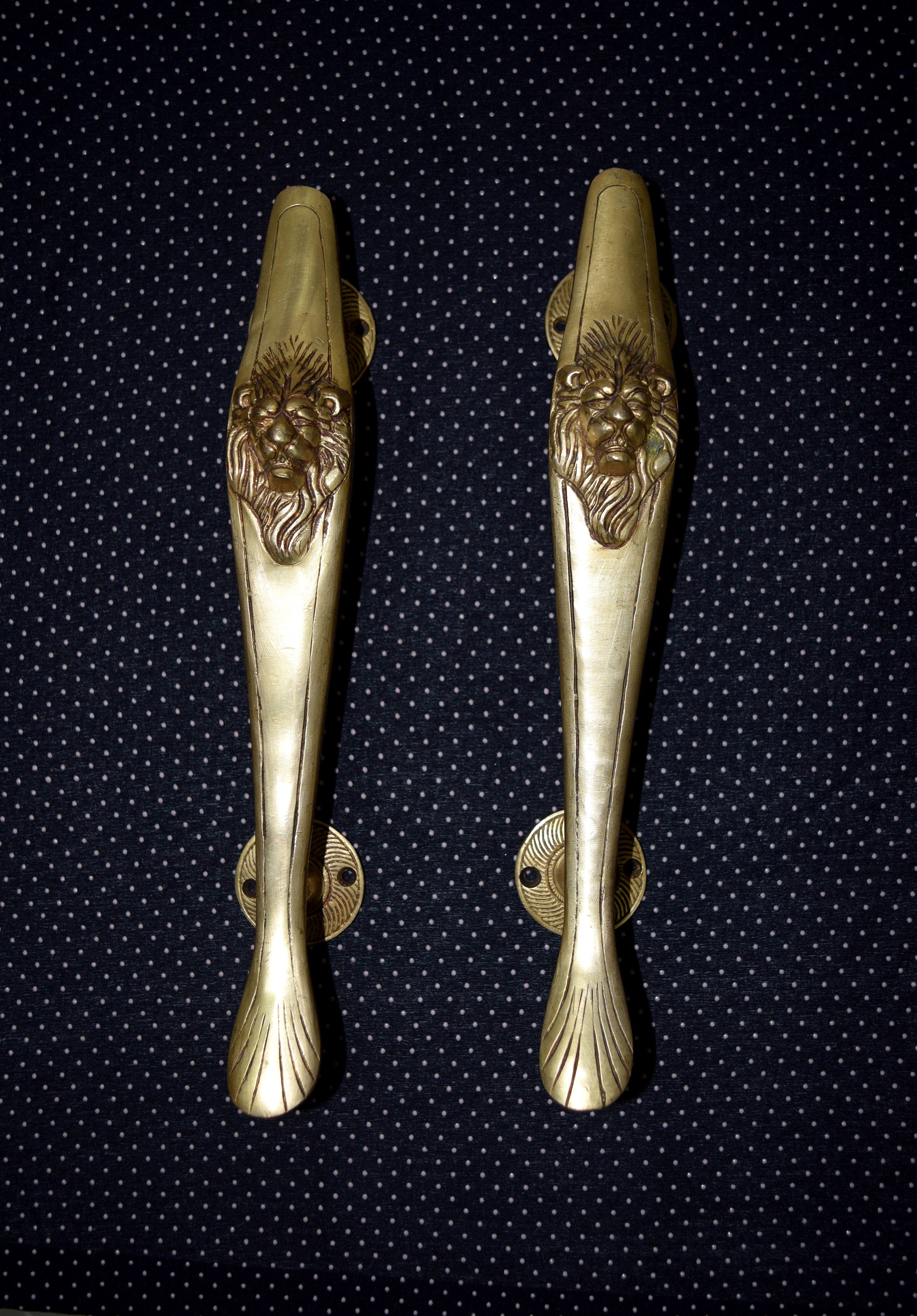 13 Inches Lion Face Door Handle Pair Brass Big Door Pull | Etsy