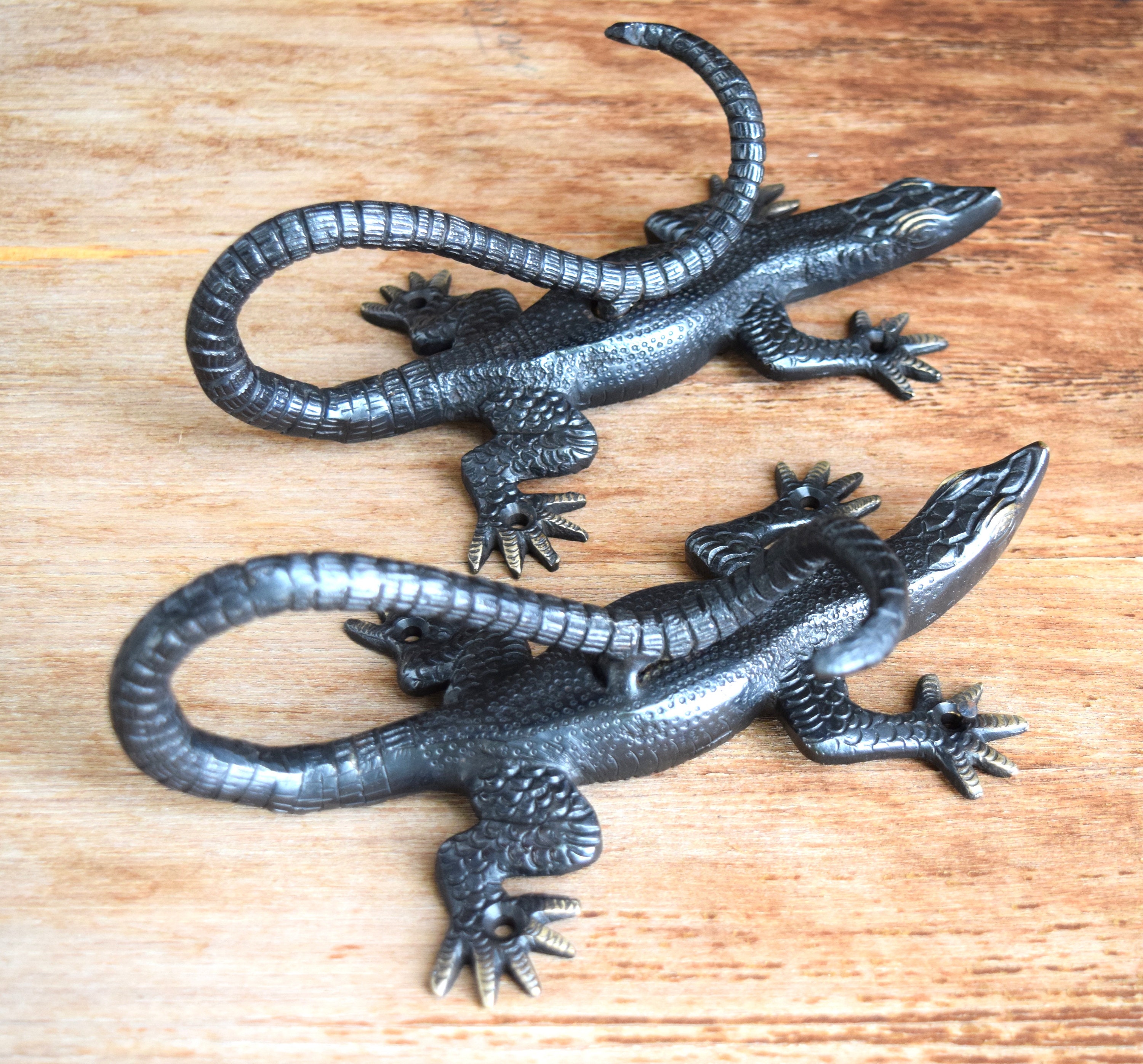 Black Cambodian Lizard Handle Set Brass Reptile Design Door | Etsy
