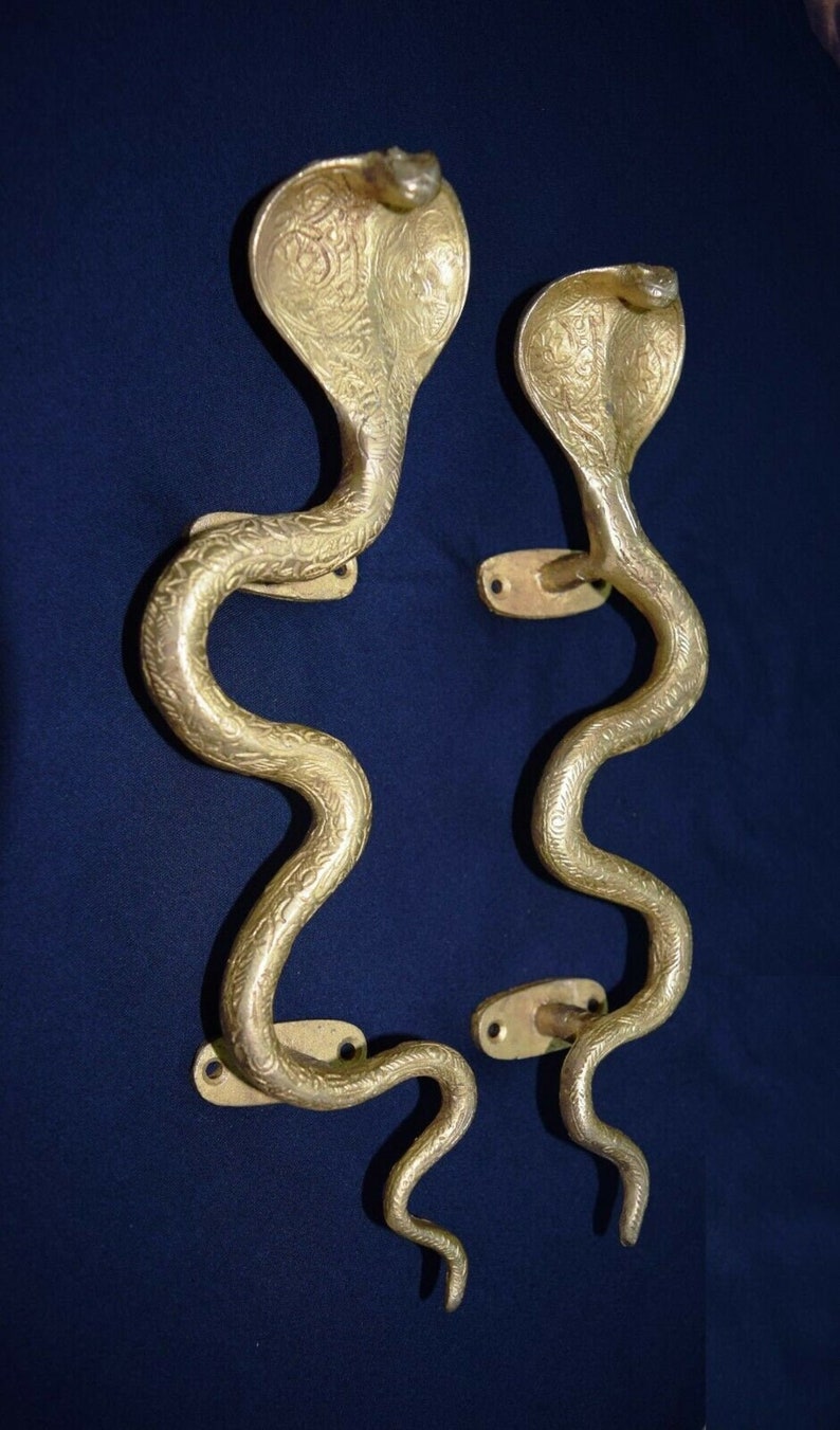 11.5 Inches Snake Door Handle Pair Brass Cobra Design - Etsy