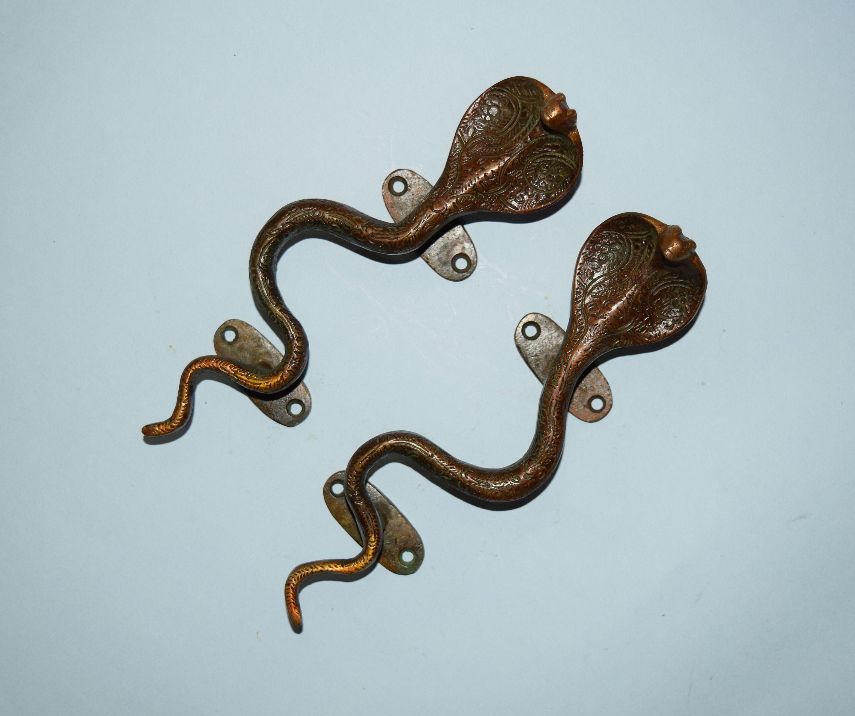 Exquisite Snake Handle Brass Door Handle Pair 8.5 | Etsy