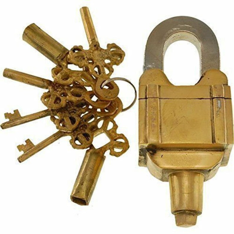 Brass Puzzle Lock Working Tricky Padlock With 06 Keys Security - Etsy