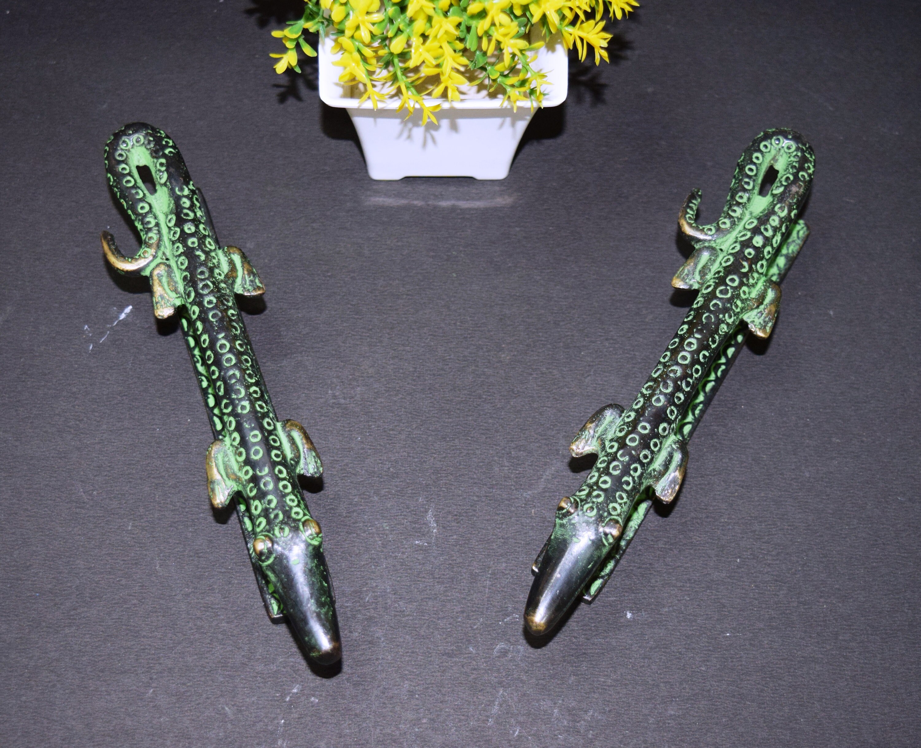 7 Inches Alligator Door Handle Brass Lizard Door Pull - Etsy