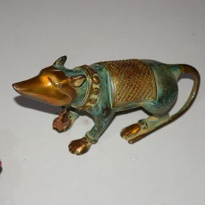 Brass Mouse Statue Lord Ganesha Vahana Mooshak Mus Idol Collectible ...