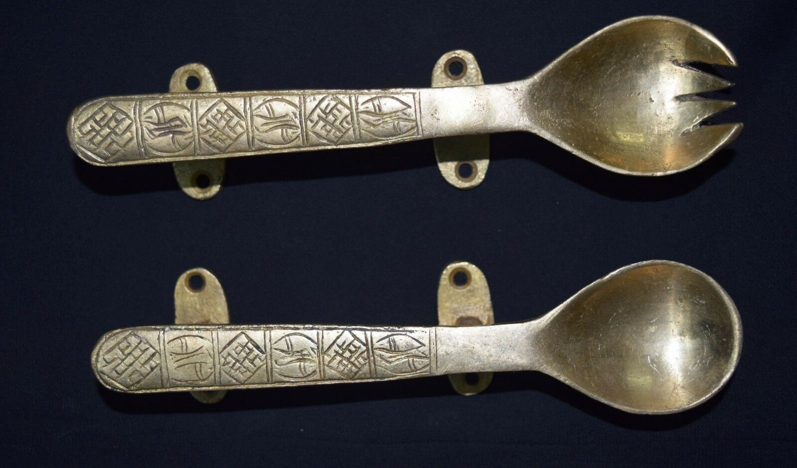 8.5 Inches Spoon And Fork Door Handle Brass Utensil Door | Etsy