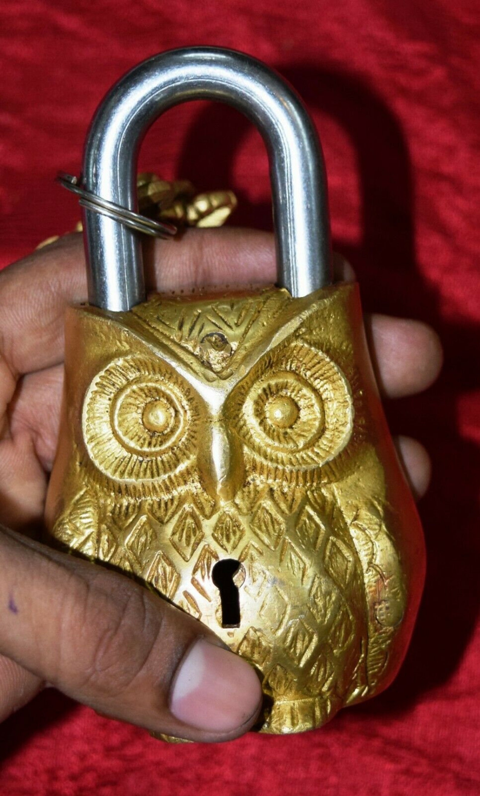 Set of 02 Pieces Brass Owl Lock With 02 Keys Properly - Etsy