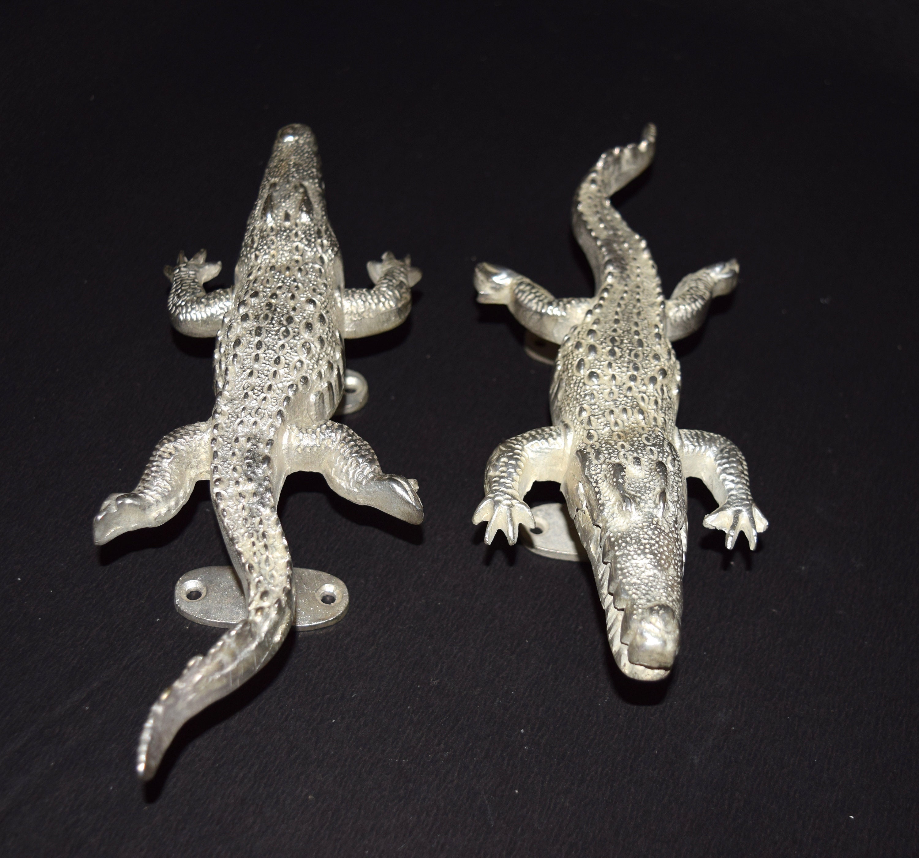 Crocodile Door Handle Brass Lizard Door Pull in Silver Color | Etsy