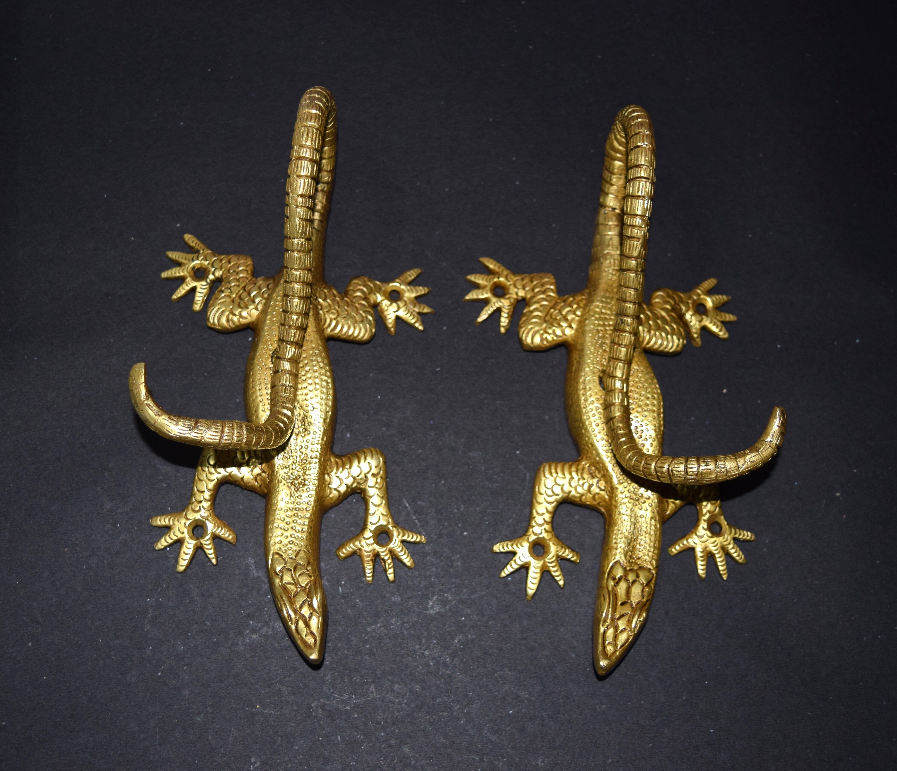 9 Lizard Door Handle Pair Brass Cambodian Dragon Door - Etsy