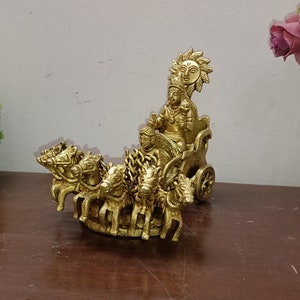 Lord Surya on His Seven Horses Chariot Brass Showpiece | God Surya Dev ...