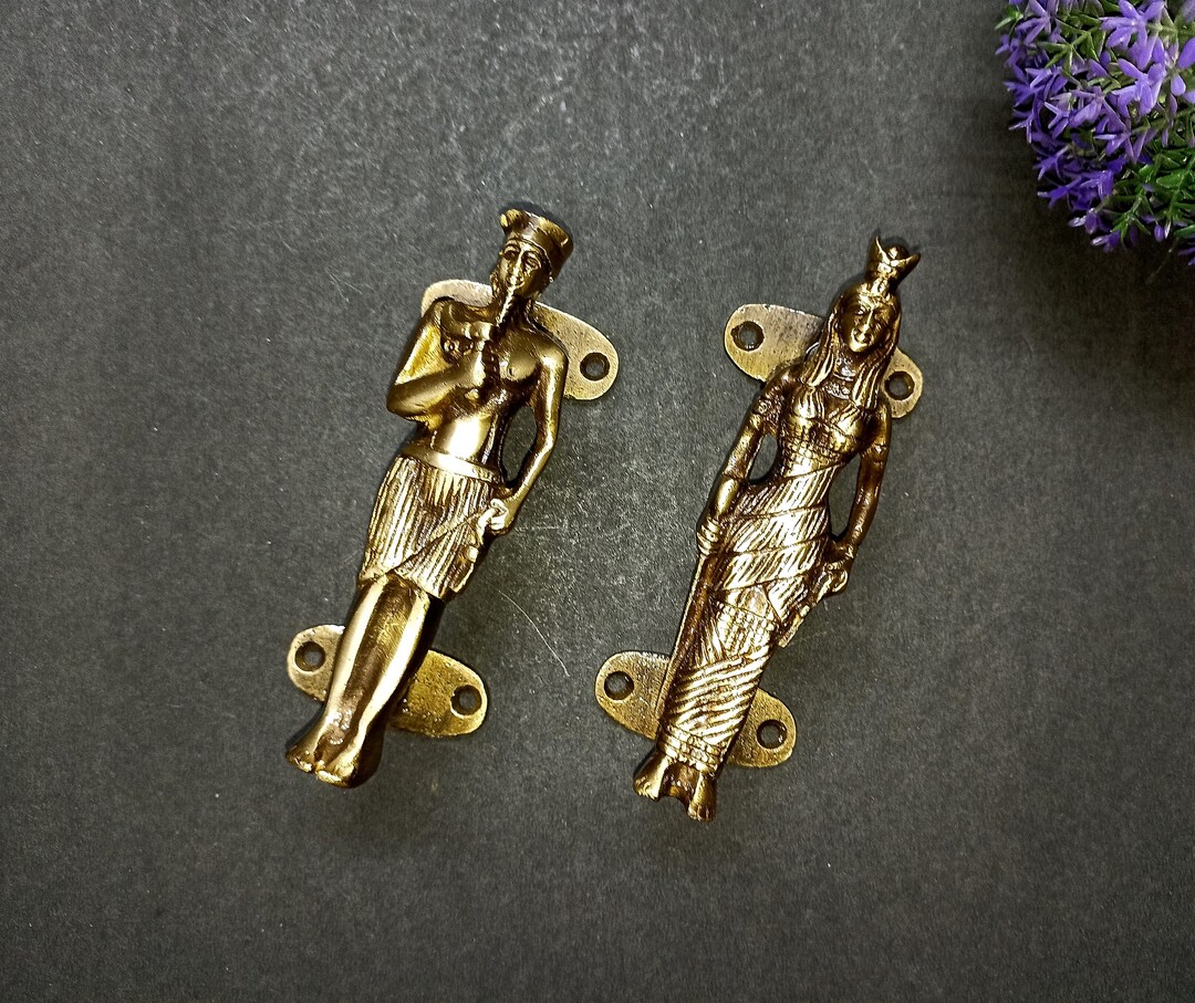 Lacquered Brass King and Queen Door Grab Handles | Royal Prince ...