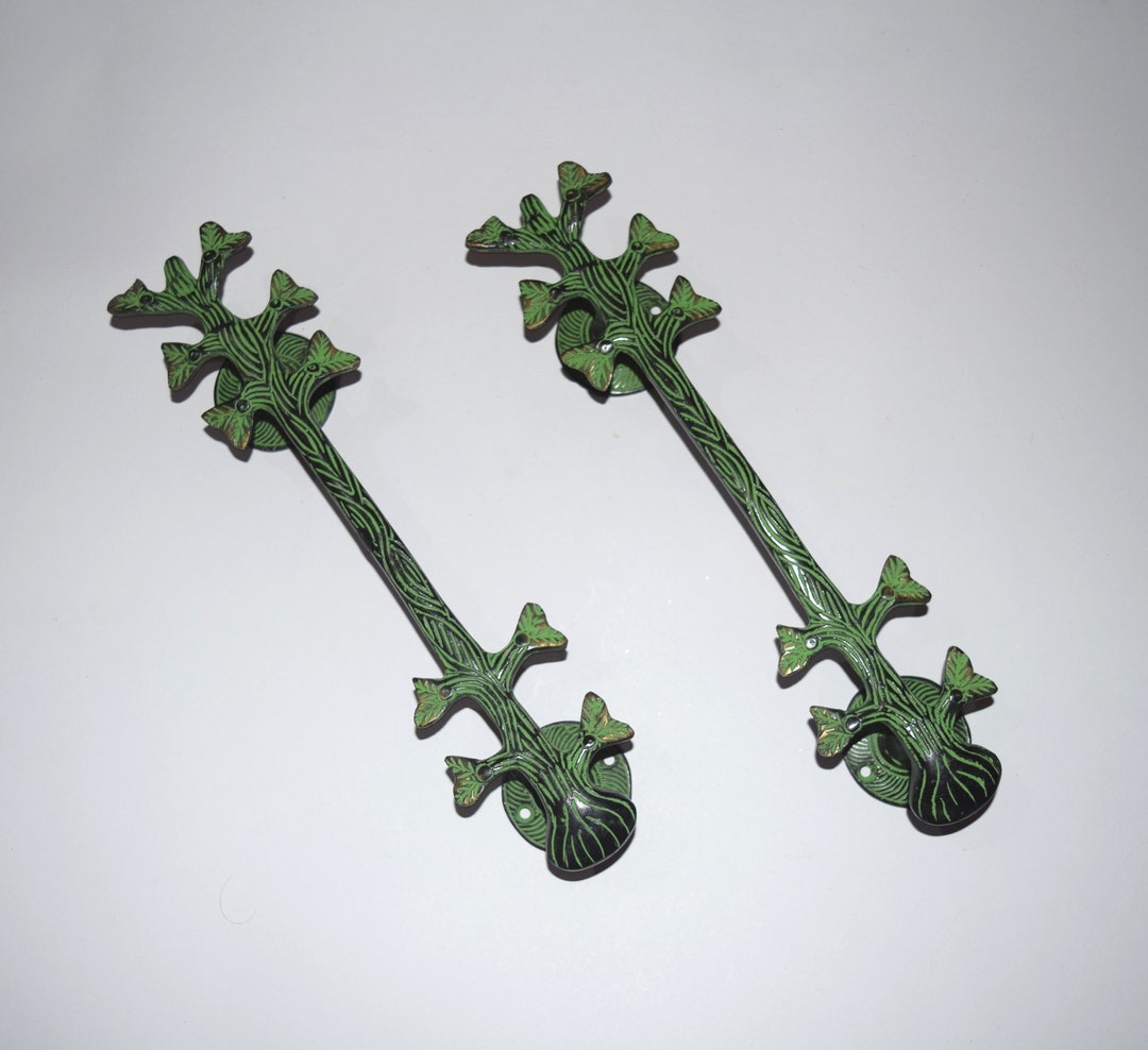 11'' Inches Dry Foliage Tree Shape Door Pull | Extended Brass Creative ...