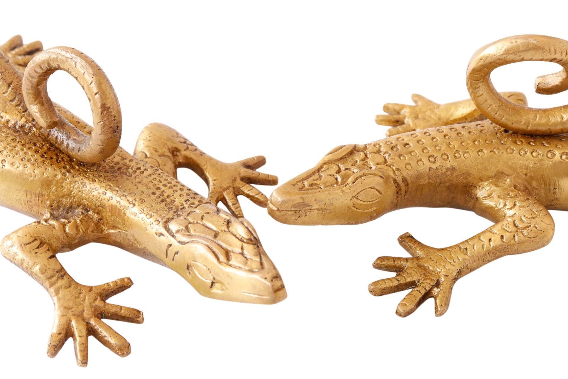 Monitor Lizard Figurine Double Door Handle Pair Brass Hand - Etsy Australia