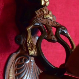 Kitty Cat Door Knocker Brass Yali With Peacock Engraved Door Bell ...