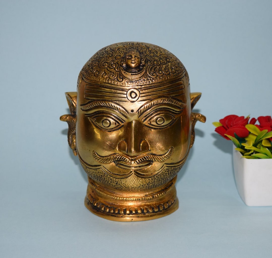 Brass Lord Shiva Mukhalingam Face | God Incarnation Idol Bhairava Head ...