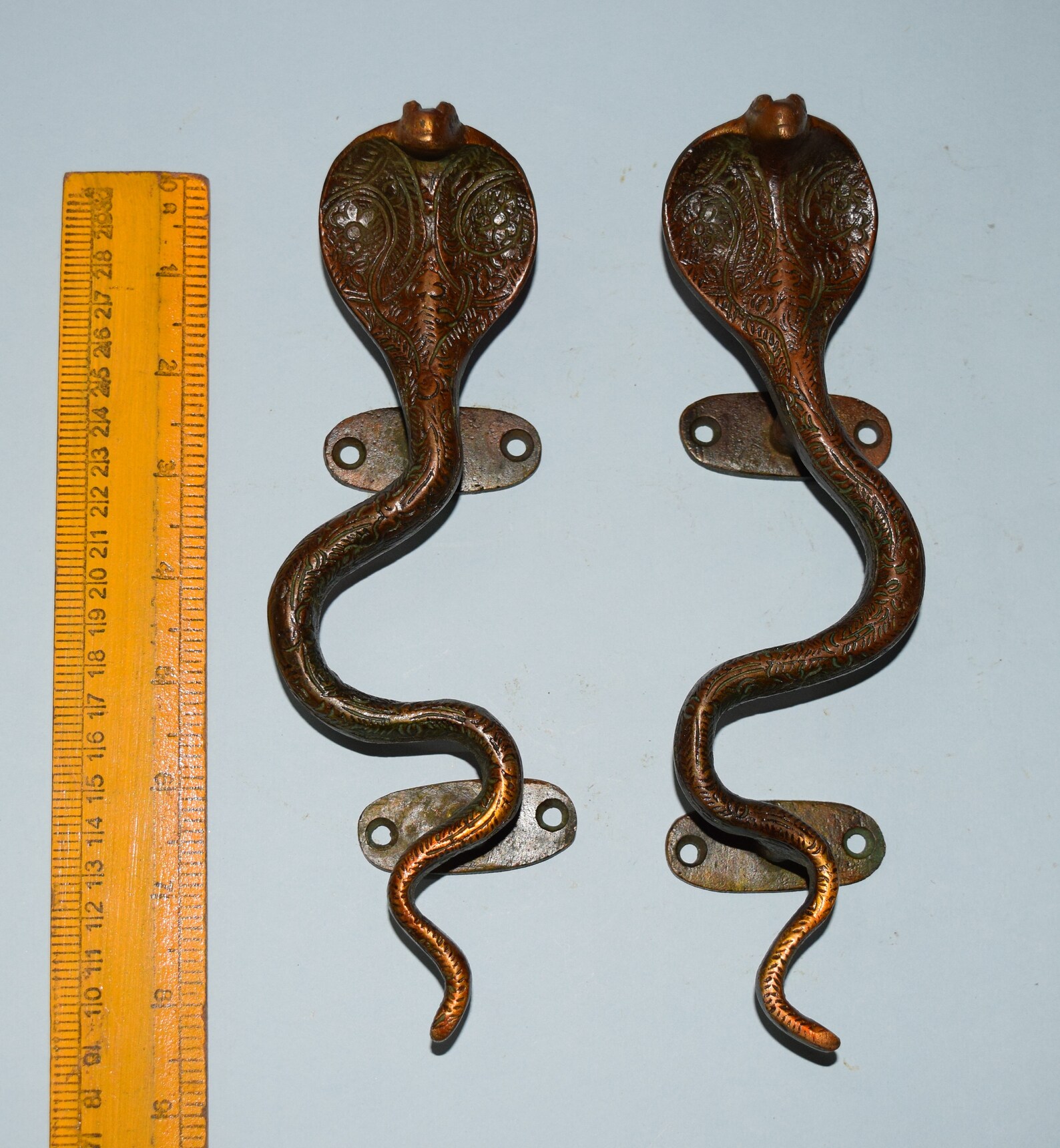 Exquisite Snake Handle Brass Door Handle Pair 8.5 - Etsy