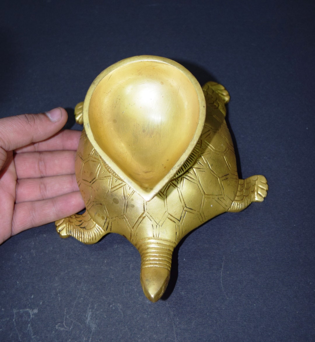 Heavy Turtle Oil Lamp Golden Color | Brass Tortoise Statue - Etsy