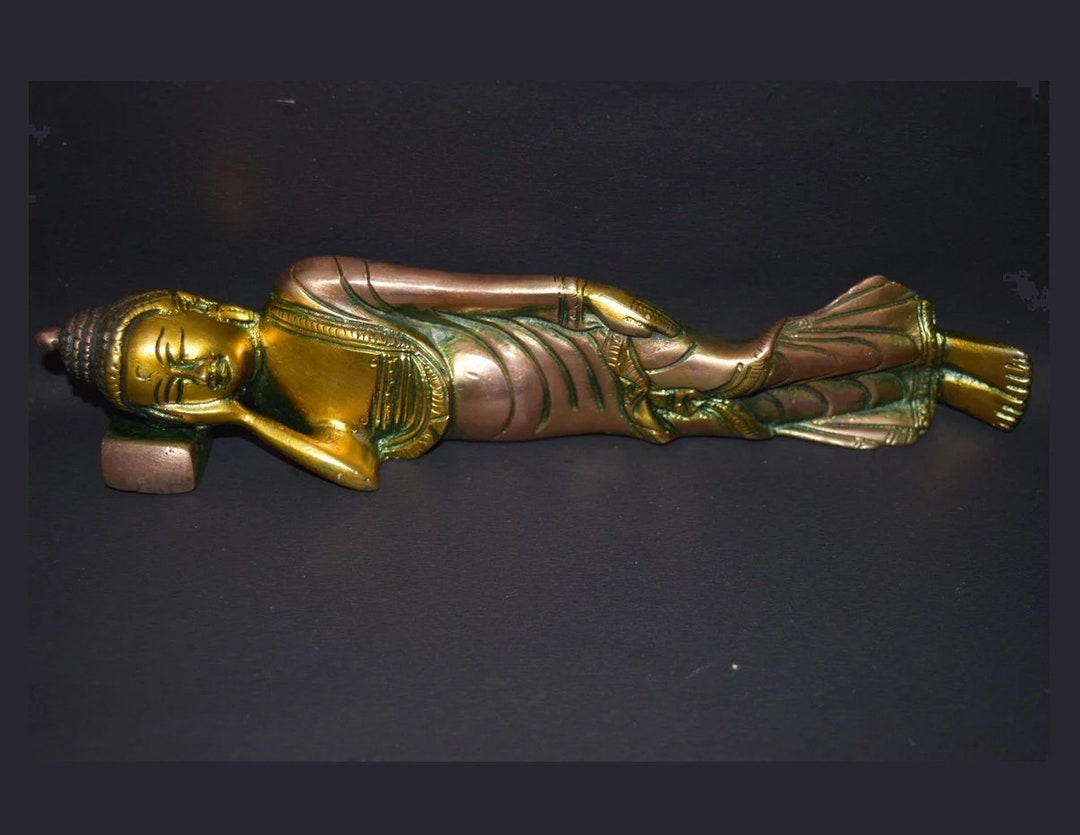 Sleeping Buddha Brass Statue Home Table Decoration Resting Buddha ...