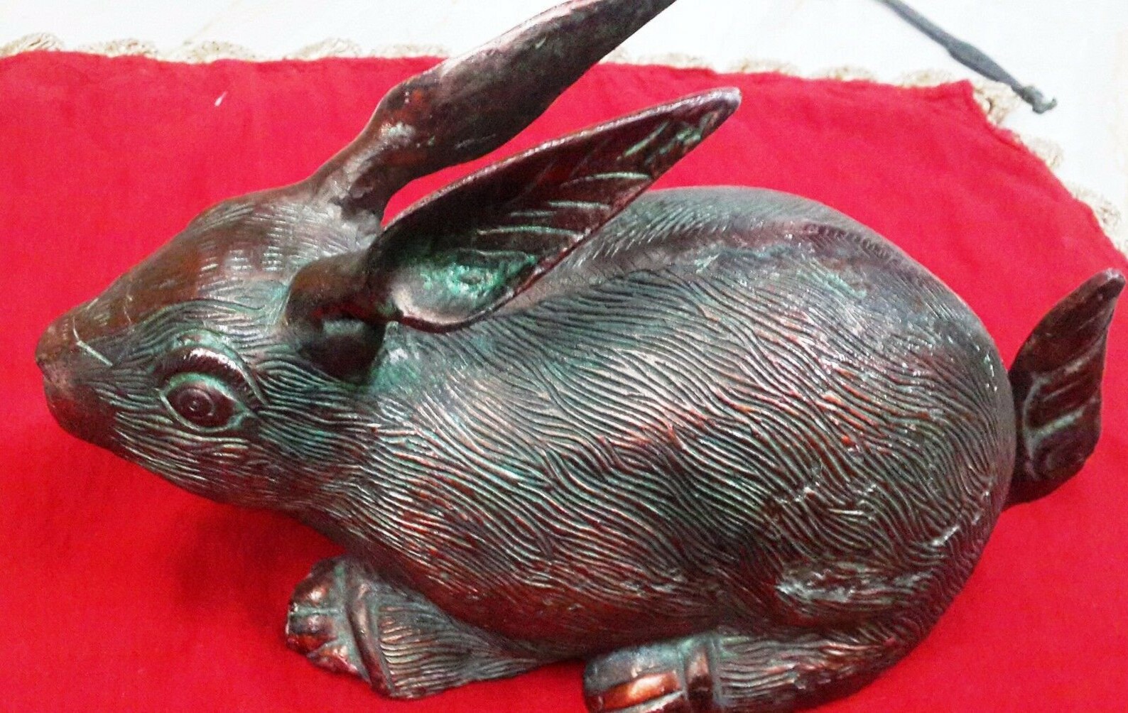 Domestic Rabbit Statue Antique Aluminum Corner Table | Etsy