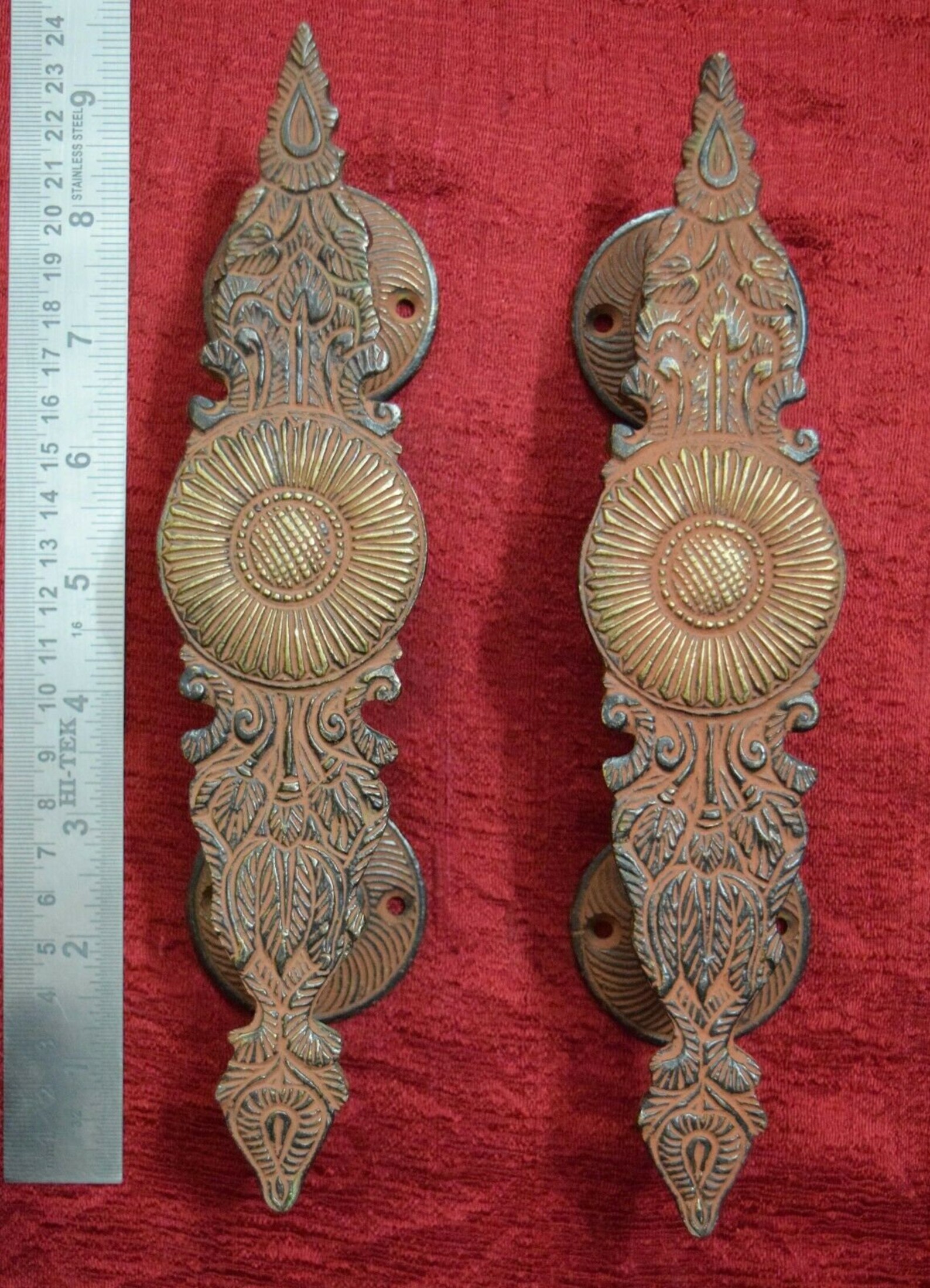 Coneflower Design Door Handle Brass Nature Theme Door | Etsy