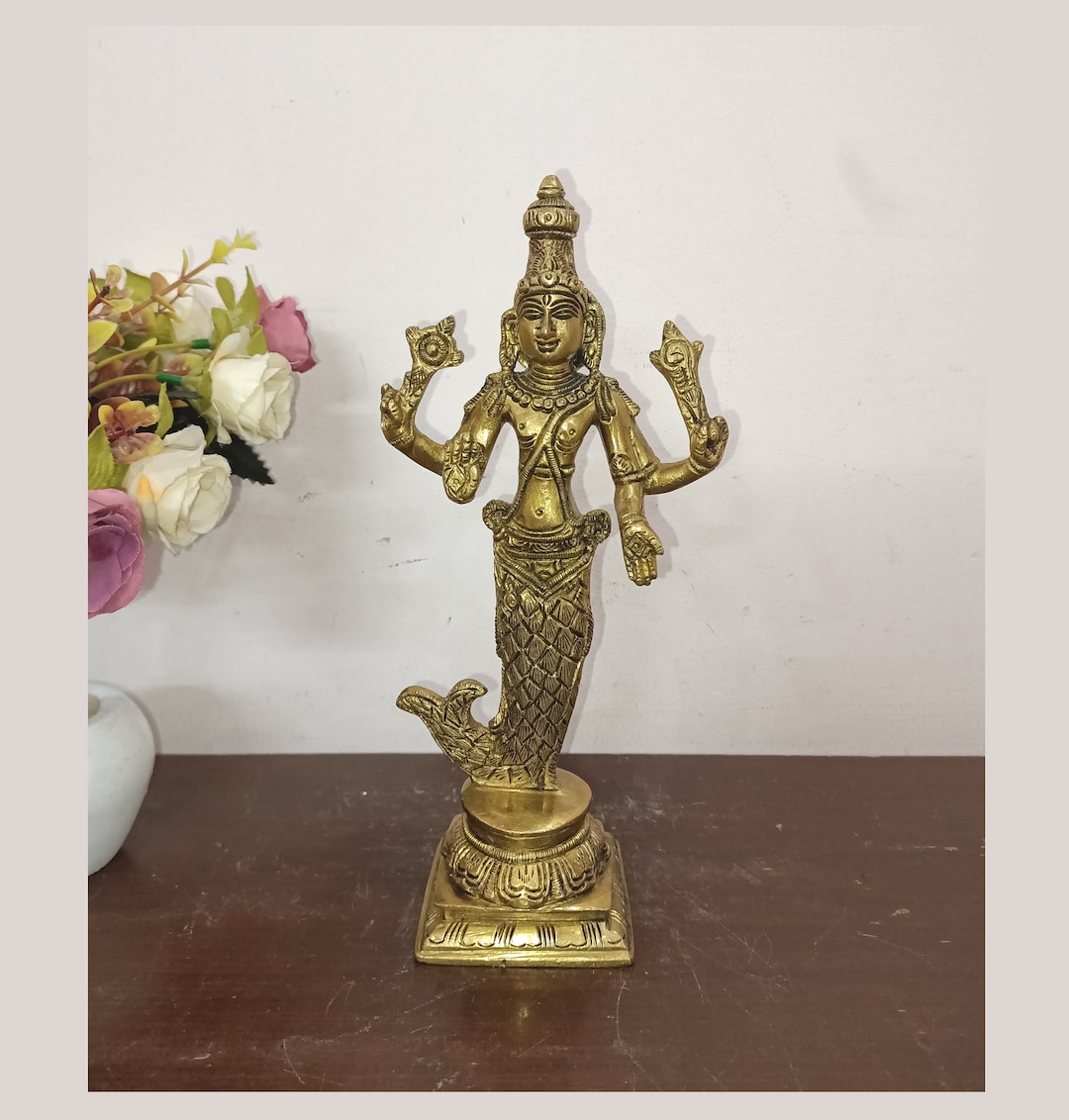 Brass Matsya Avatar Statue Primary Lord Vishnu as Fish | Auspicious ...