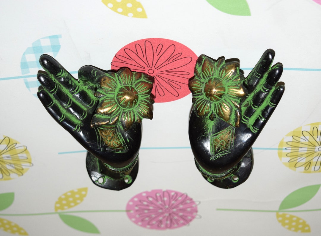 Lady Hand Flower Handle | Brass Women Hand Door Accessories - Etsy