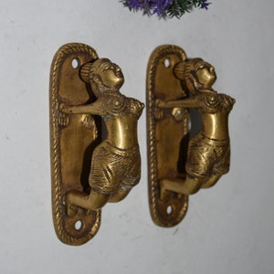 Girl Yoga Figurine Door Handle Pair | Brass Door Accessories OGL - Etsy