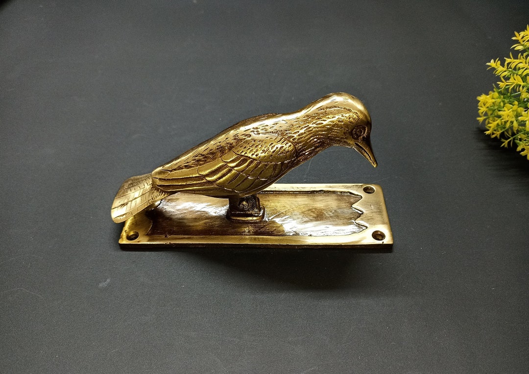 Chirping Bird Design Door Bell | Lacquered Brass Woodpecker Front Door ...