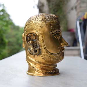 Brass Lord Shiva Mukhalingam Face | God Incarnation Idol Bhairava Head ...