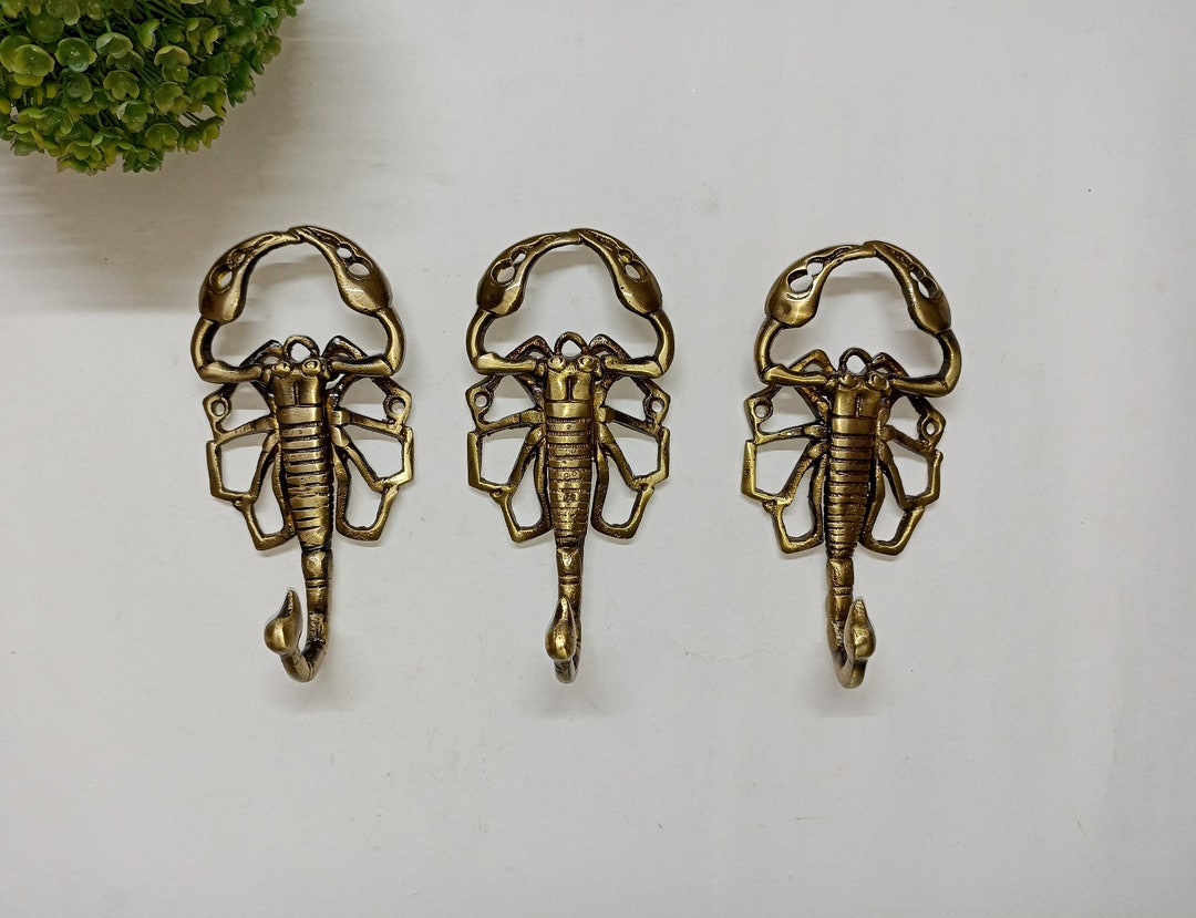 Lacquered Brass Scorpion Set of 03 Hooks | Brass Desert Creature ...