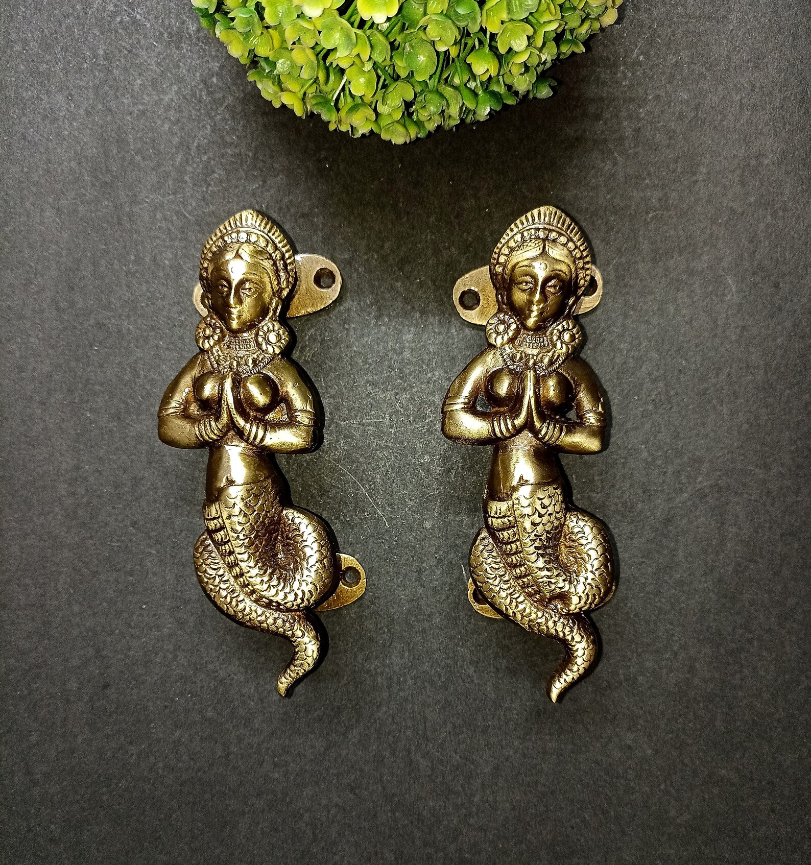 Medusa Welcoming Theme Door Pull Set | Lacquered Brass Snake Lady Queen ...