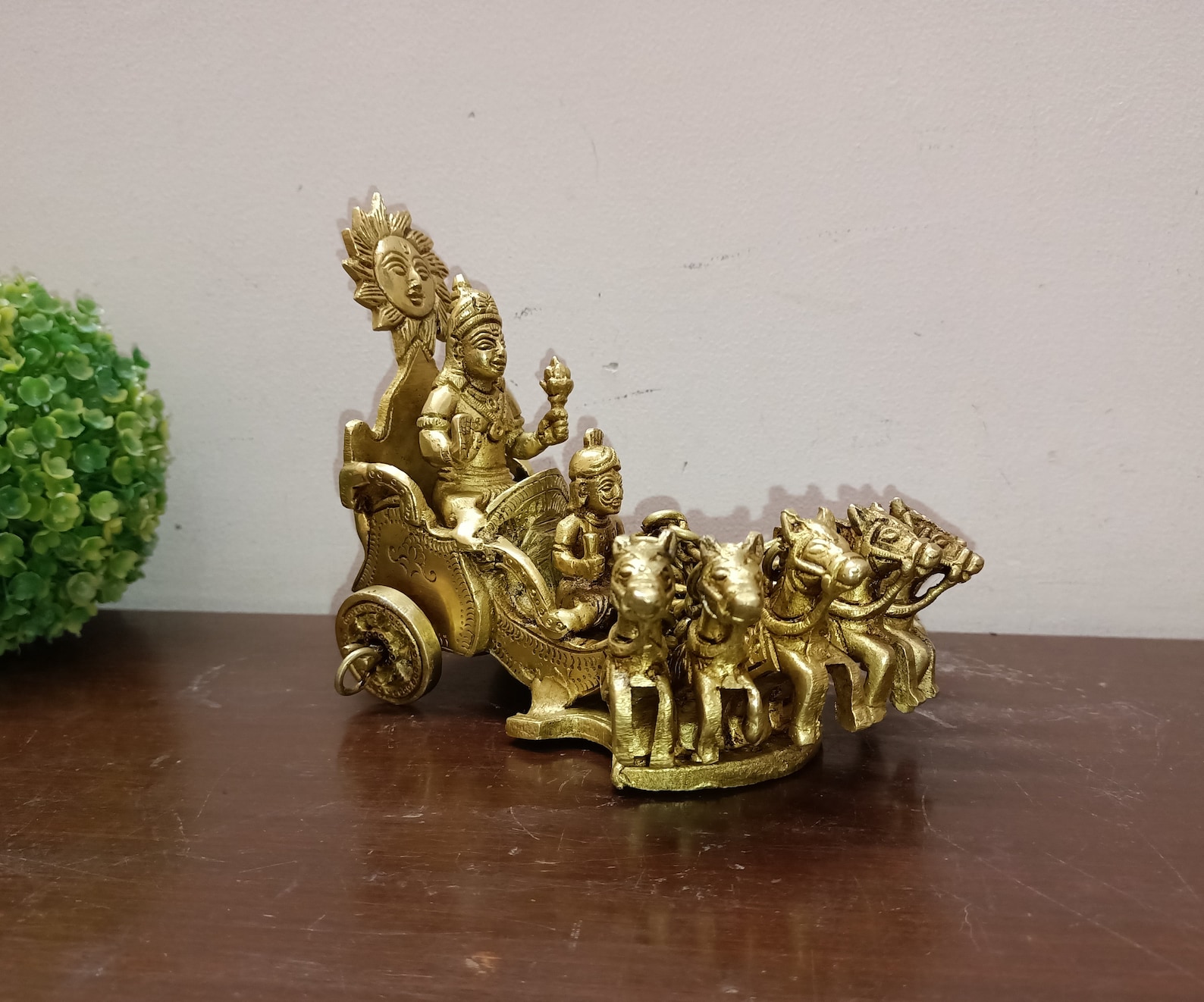 Lord Surya on His Seven Horses Chariot Brass Showpiece God Surya Dev ...