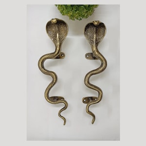Cobra Snake Design Door Pull Set | Lacquered Brass Viper Serpent Shape ...