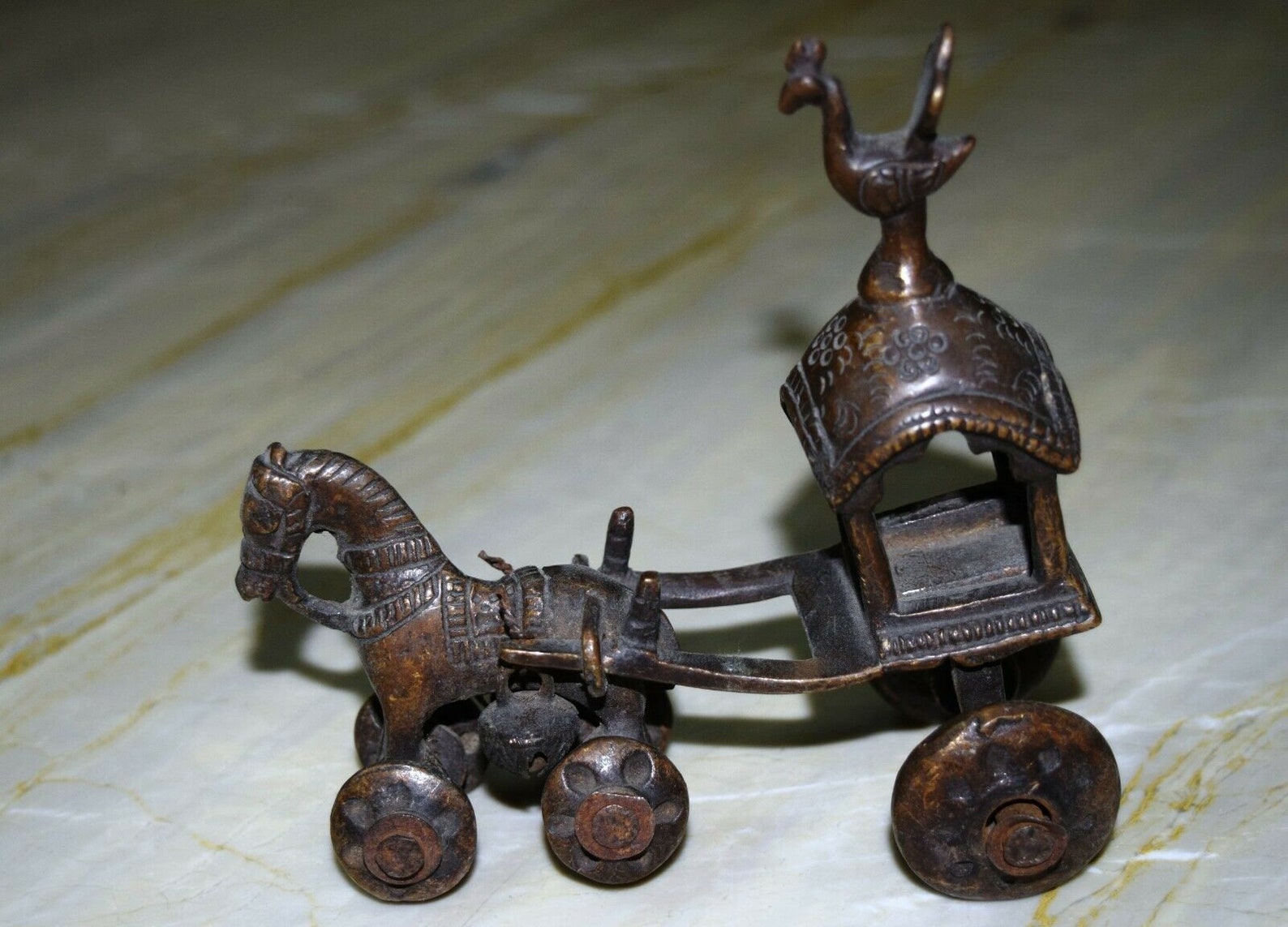 Antique Krishna Chariot Arjuna Rath With Horse and Peacock - Etsy