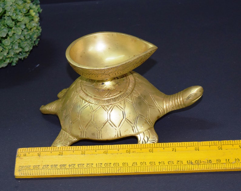 Heavy Turtle Oil Lamp Golden Color Brass Tortoise Statue - Etsy